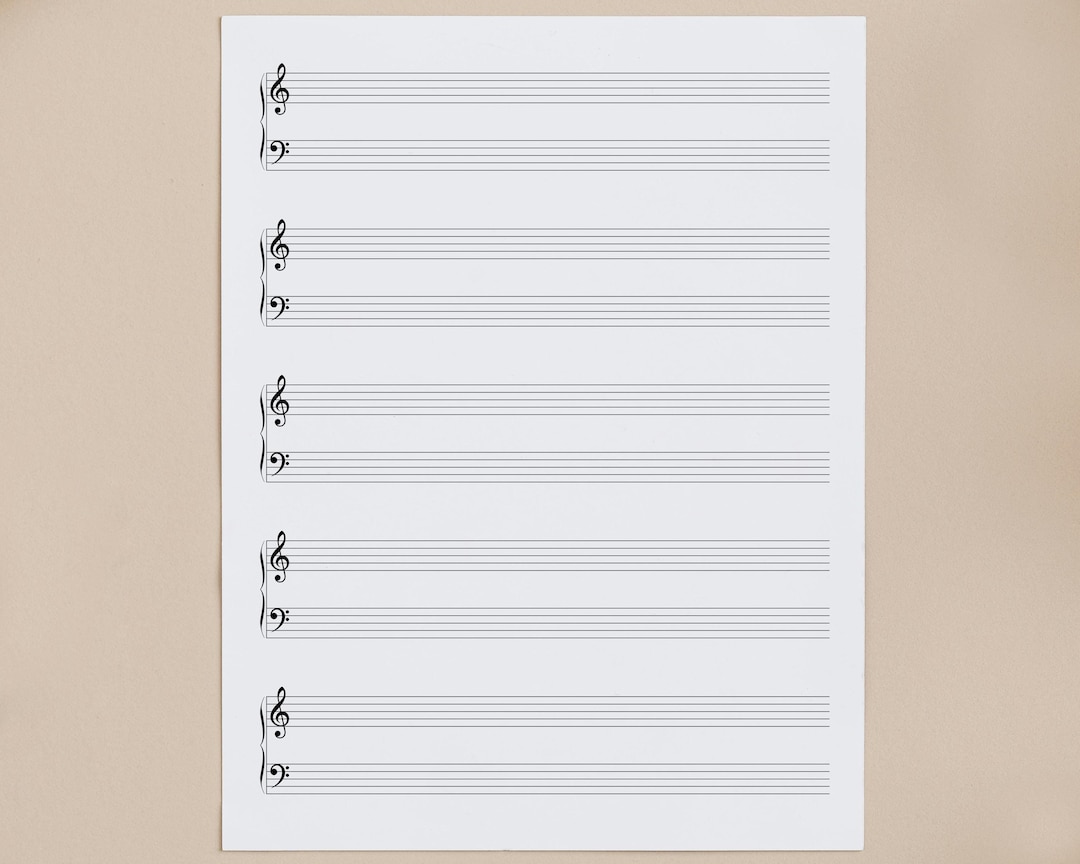 Printable Wide 10mm Blank Music Composition Paper - Piano Grand Staff ...