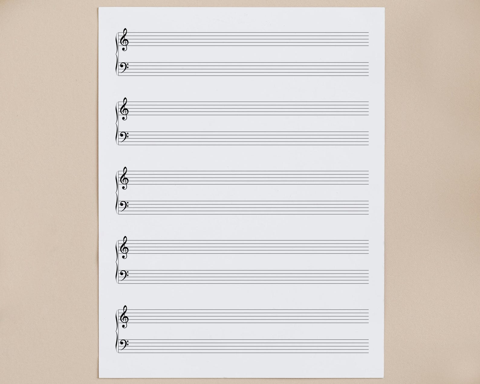Printable Wide 10mm Blank Music Composition Paper - Piano Grand Staff ...