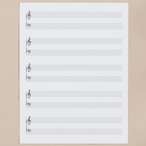 Printable Wide 10mm Blank Music Composition Paper - Piano Grand Staff ...