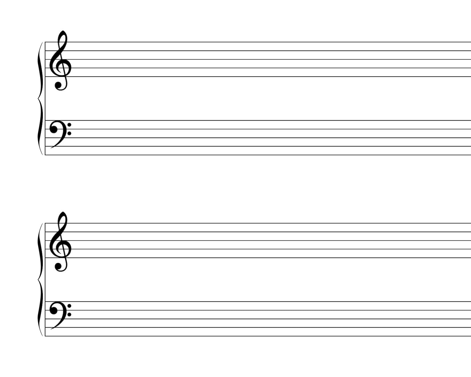 Printable Wide 10mm Blank Music Composition Paper - Piano Grand Staff ...