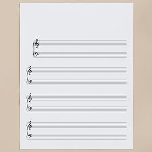 Printable Wide 10mm Blank Music Composition Paper - Piano Grand Staff ...