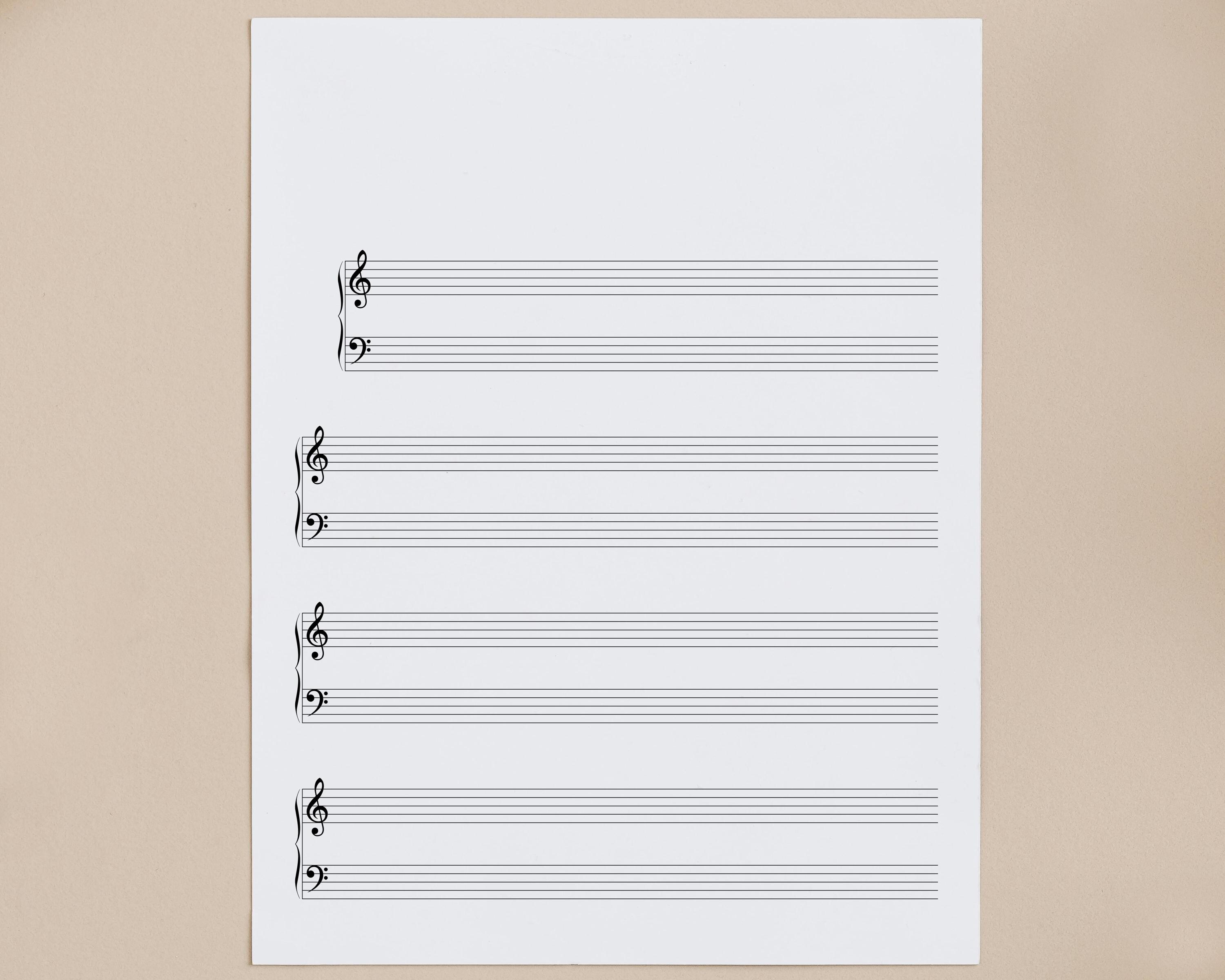 Printable Wide 10mm Blank Music Composition Paper - Piano Grand Staff ...