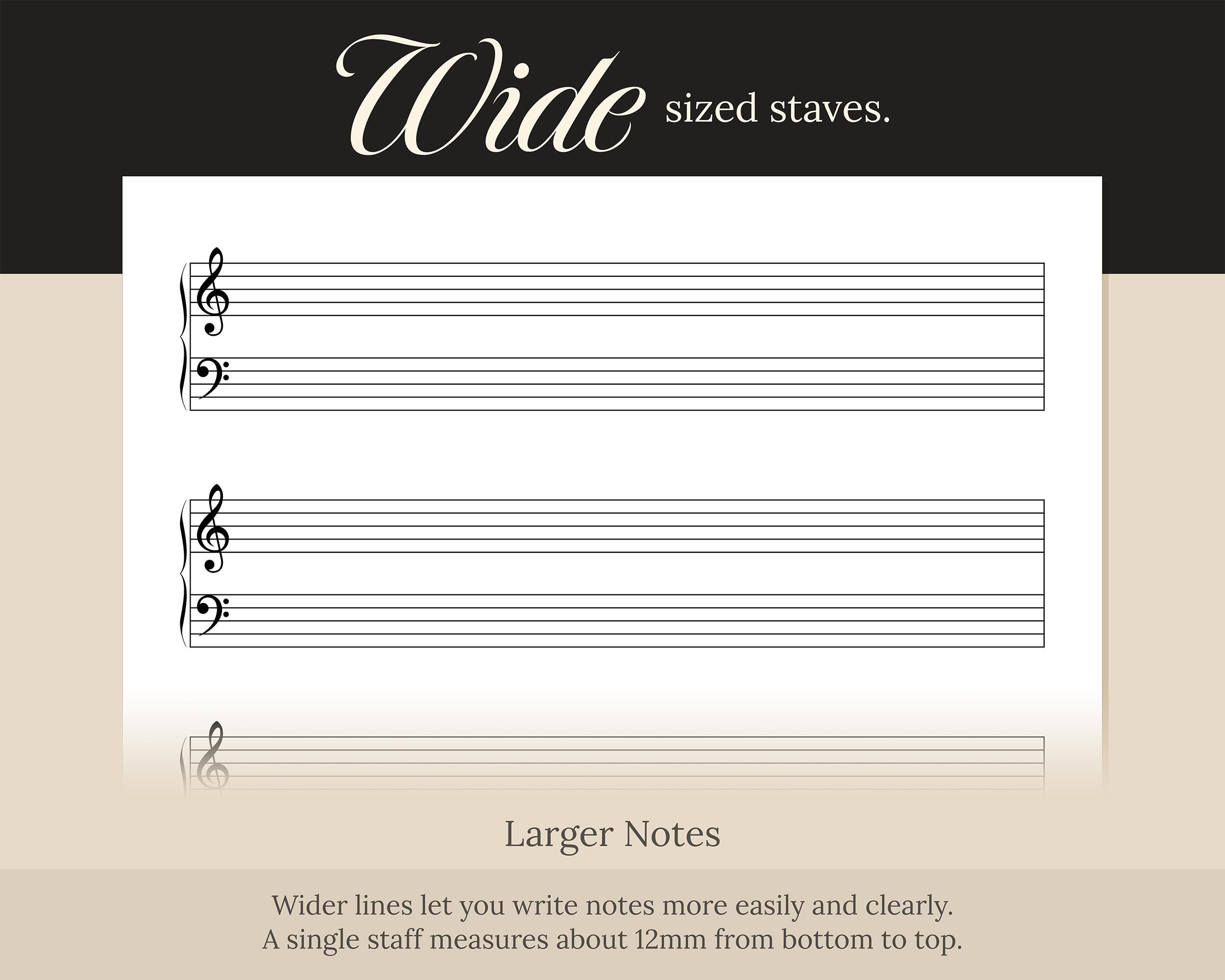 Printable Wide 12mm Blank Music Composition Paper - Piano Grand Staff ...