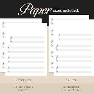 Printable Music Staff Paper: Medium 8mm, A4/letter Size (PDF Download ...