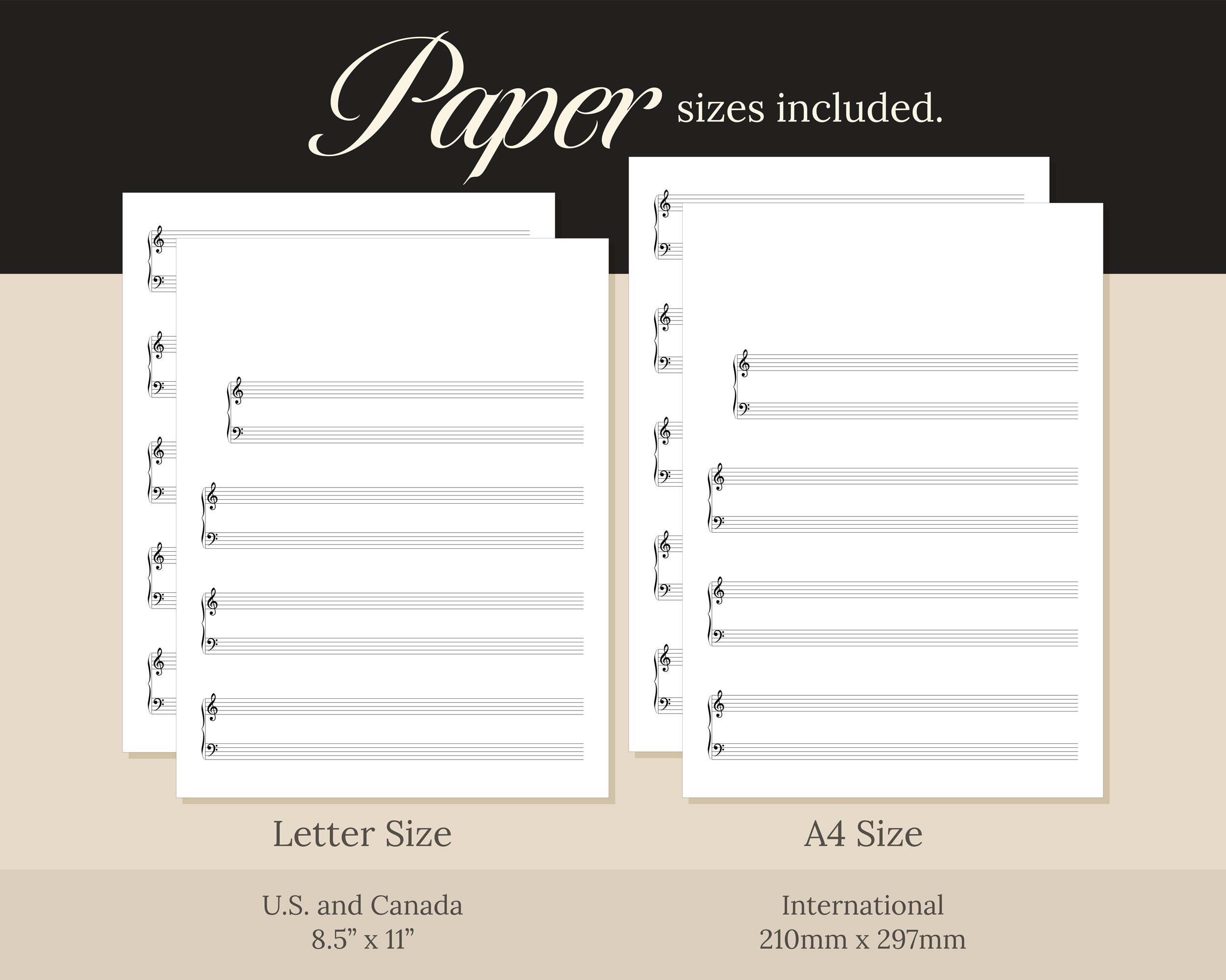 Printable Blank Music Paper - Piano Grand Staff Note Manuscript ...