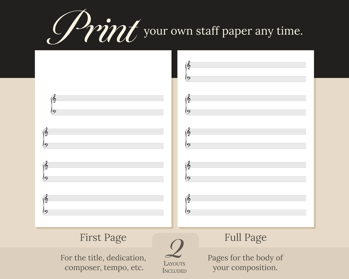 Printable Blank Music Paper - Piano Grand Staff Note Manuscript ...