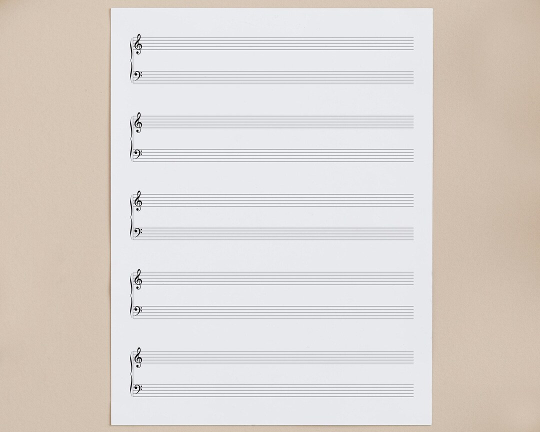 Printable Music Composition Paper - Portrait - Letter 8.5" X 11" / A4 ...