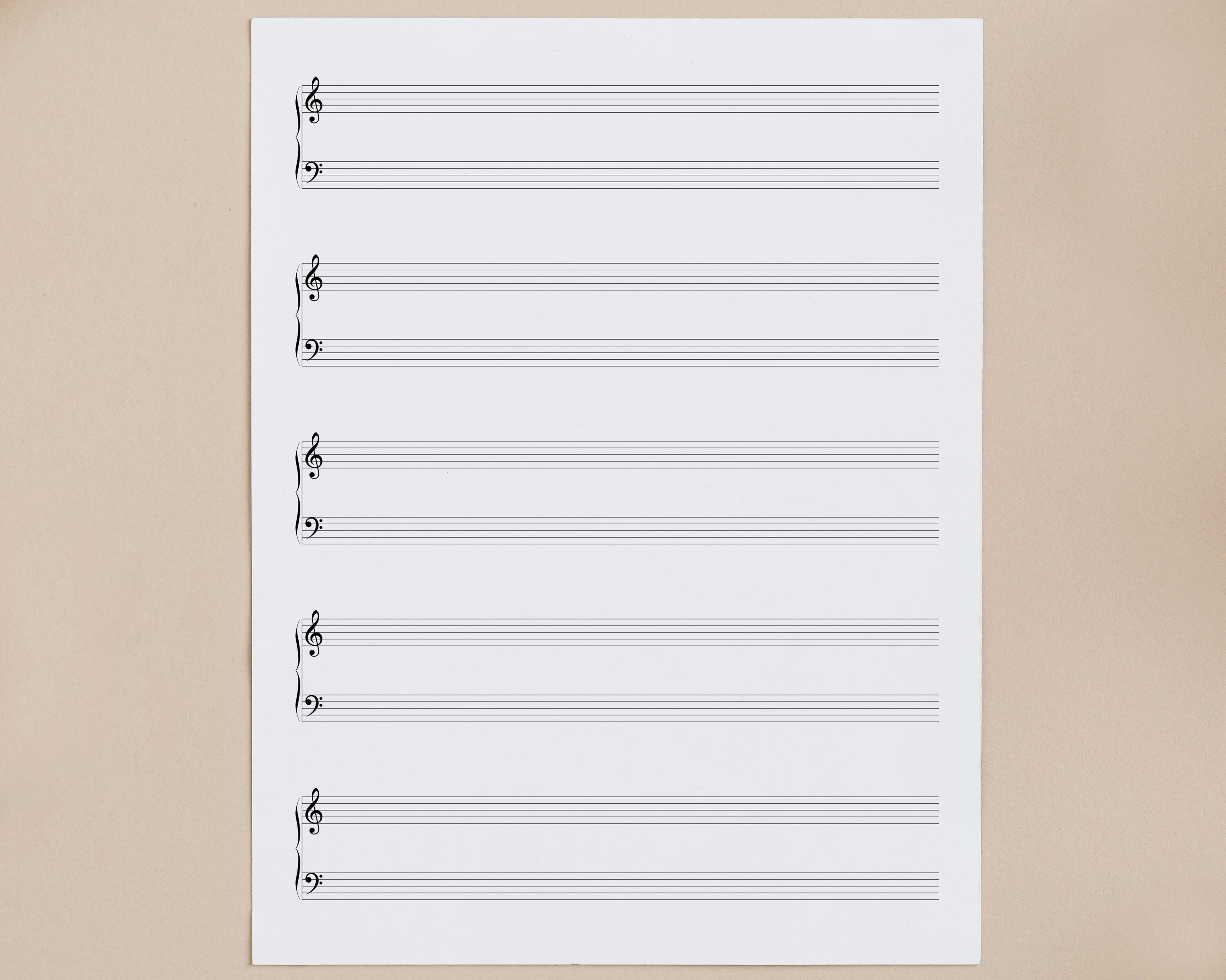 Printable Music Composition Paper - Portrait - Letter 8.5" X 11" / A4 ...