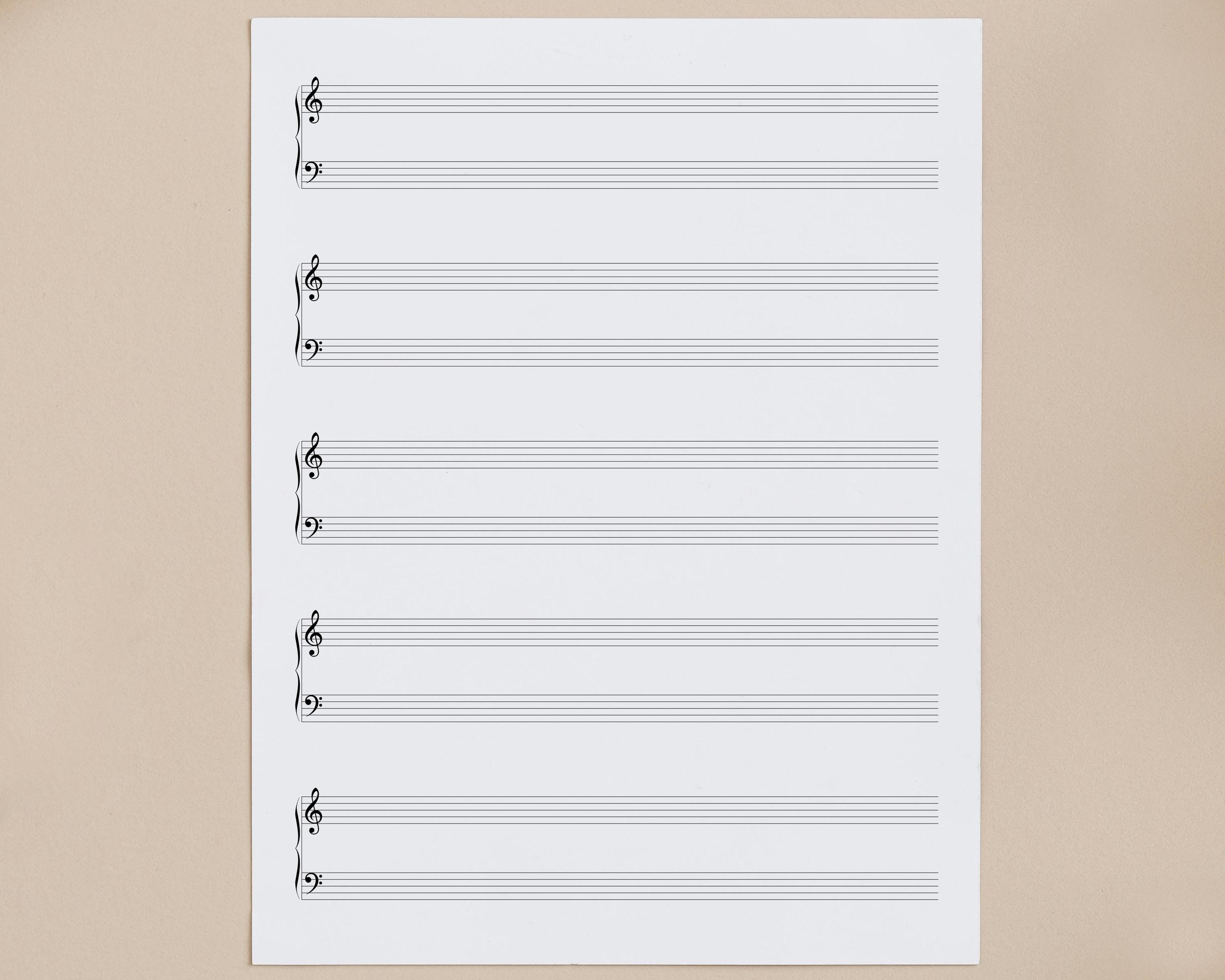 Printable Music Staff Paper: Medium 8mm, A4/letter Size (PDF Download ...
