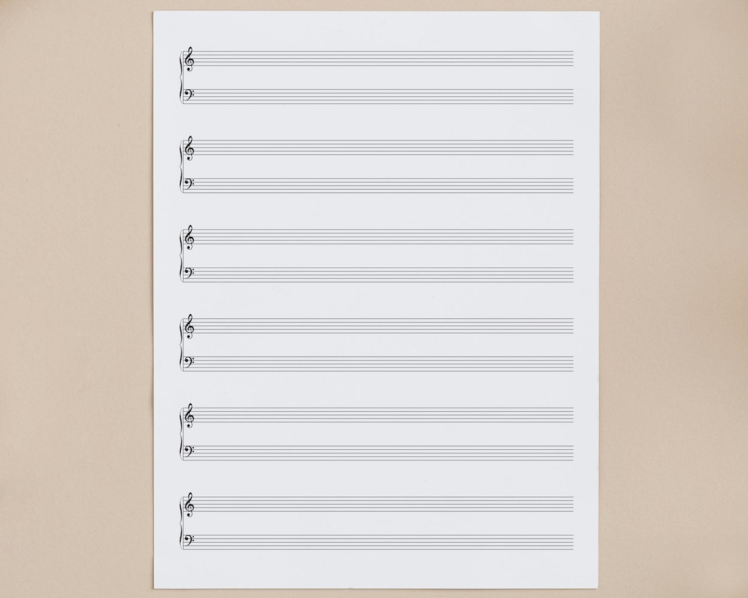 Printable Narrow 7mm 6 Grand Staff Blank Music Composition Paper ...
