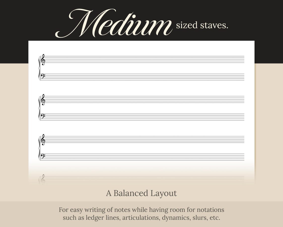 Printable Music Composition Paper - Medium 8mm - Blank Piano Grand ...