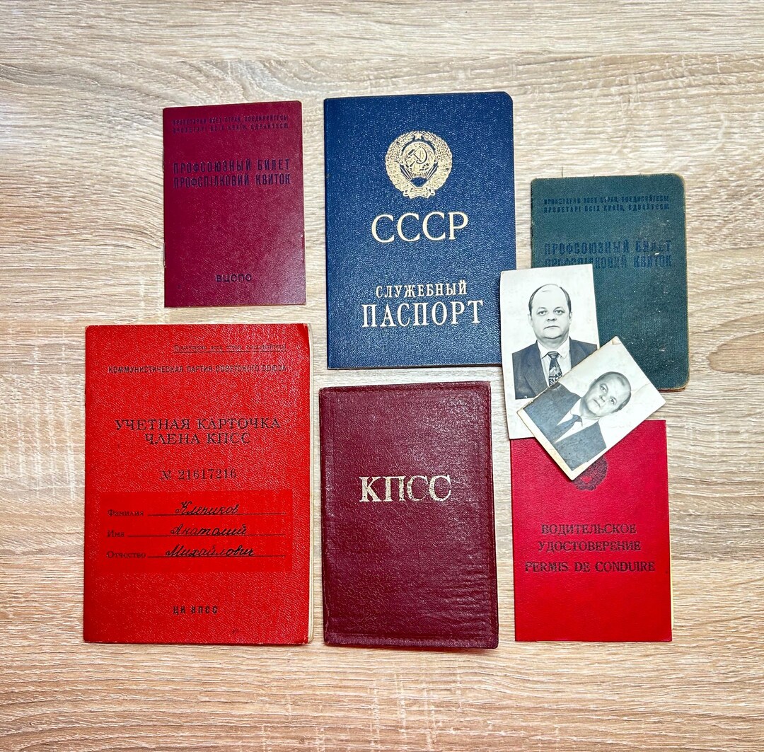 Set of 6 Soviet Documents for One Person Service Passport Vintage USSR ...