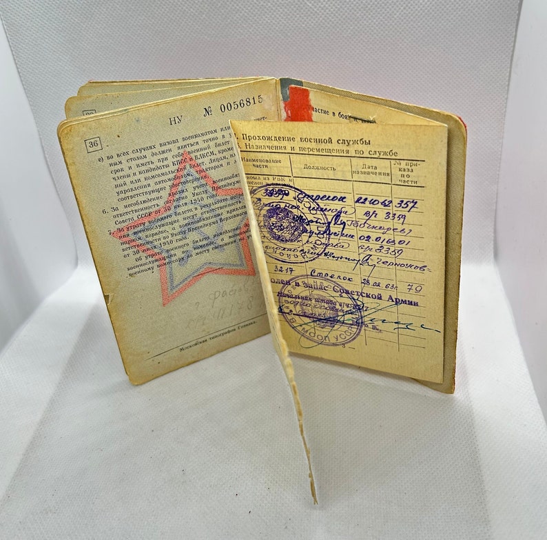 Soviet Military ID Card Ticket Document 1962 USSR History - Etsy