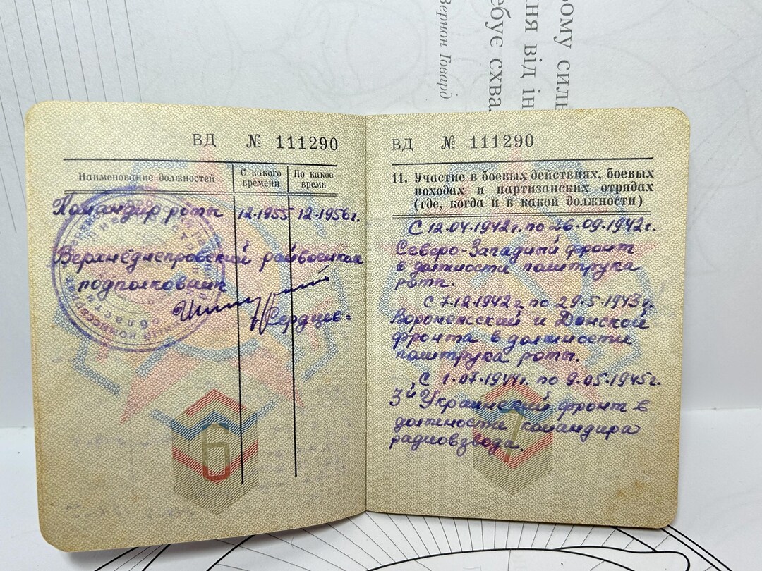 Soviet Military ID Card Ticket Document Political Instructor !! History ...