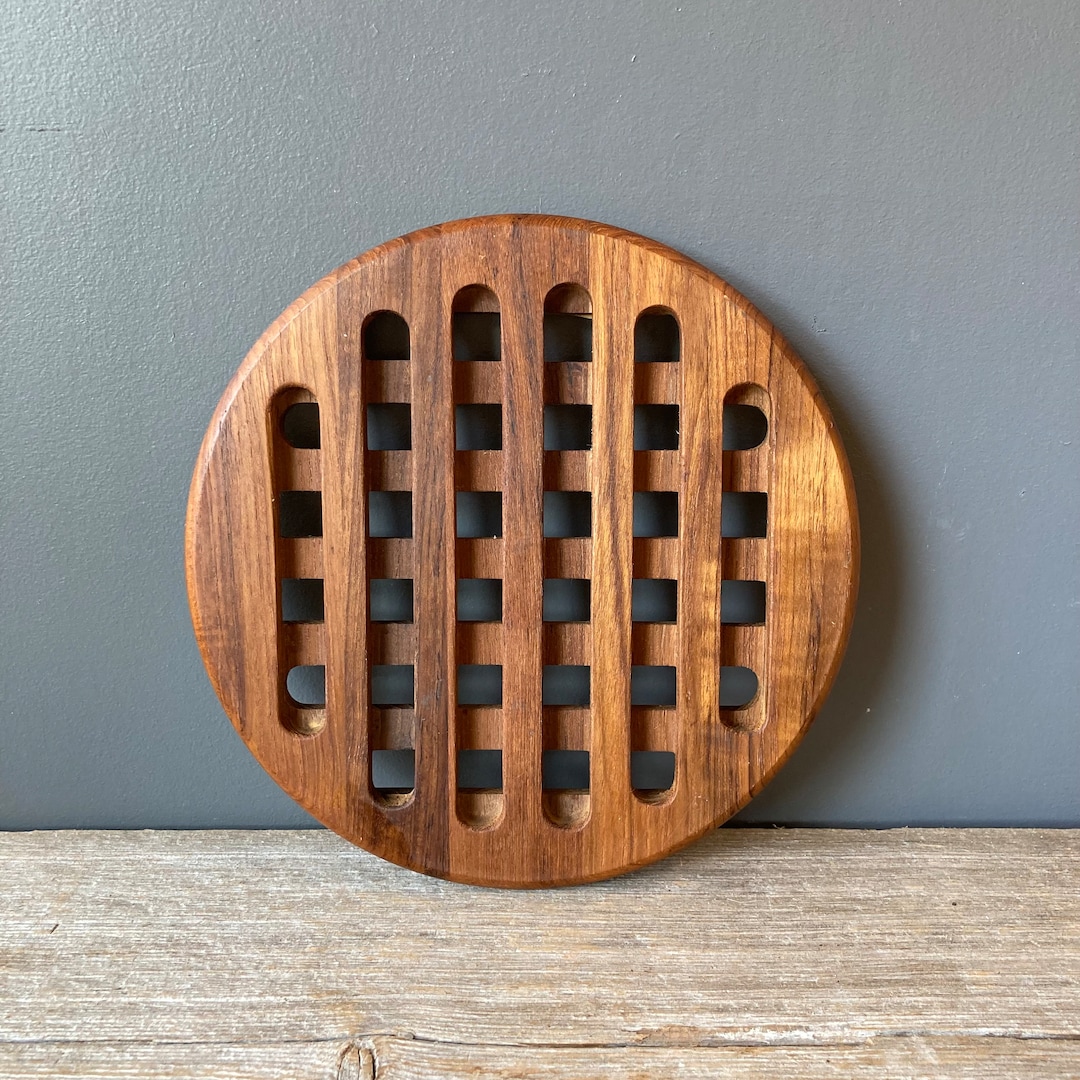 Mid Century Teak Trivet - Selandia Designs - Etsy