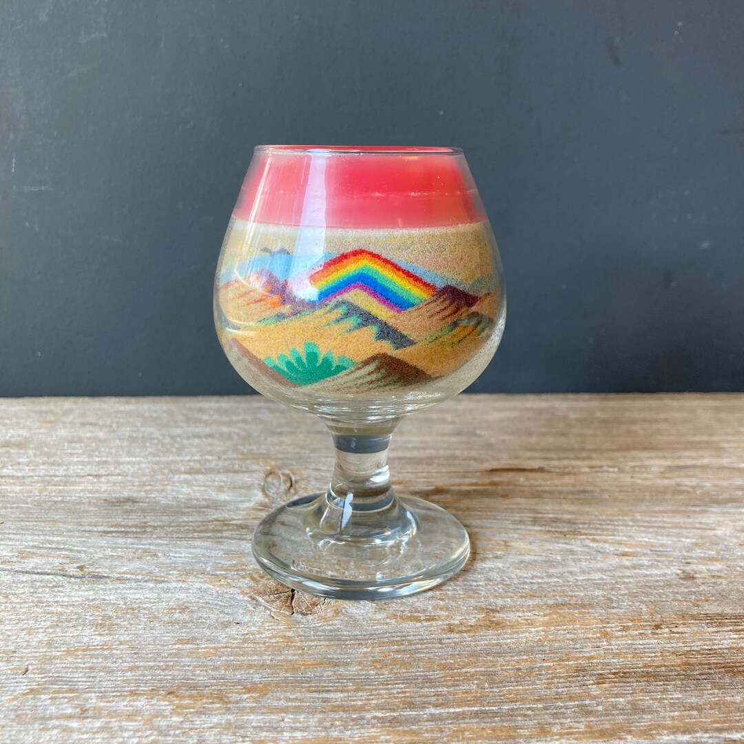 Vintage Sand Art in Glass Painted Desert Sands Hand Made Arizona Art ...