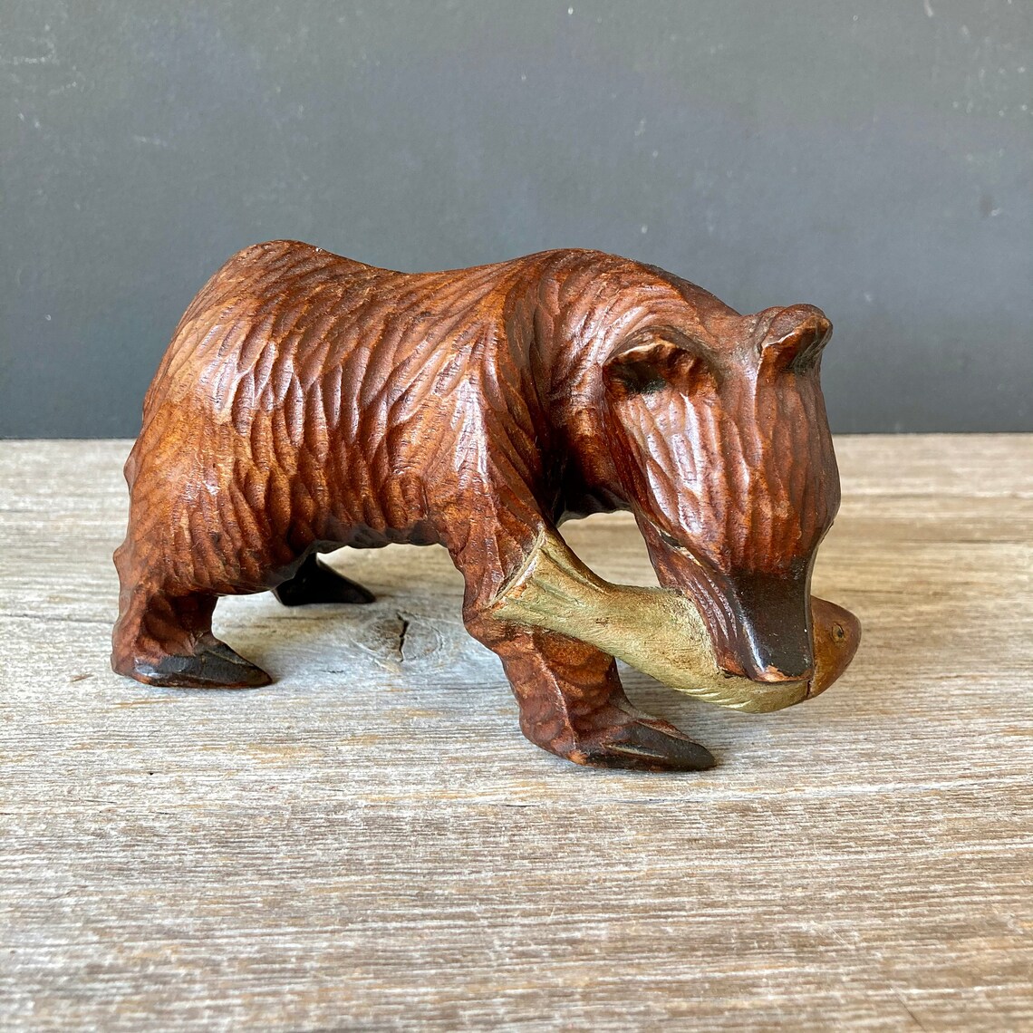 Vintage Hand Carved Wooden Bear - Etsy