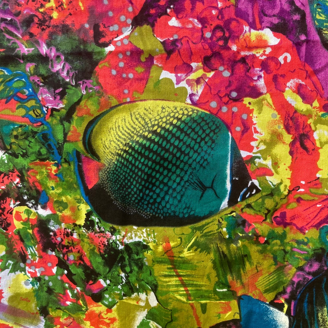 Mid Century Hawaiian Tropical Fish Fabric - CS Shamash and Sons Fabric ...