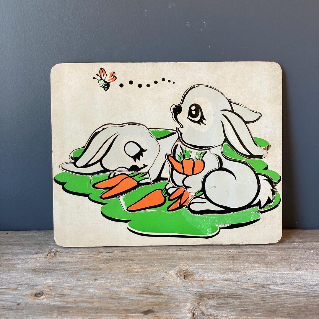 Vintage Wooden Puzzle - Easter Bunny Puzzle - Etsy