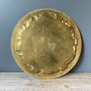 Vintage Large Engraved Brass Tray, Handmade Brass Tray - Large Engraved ...