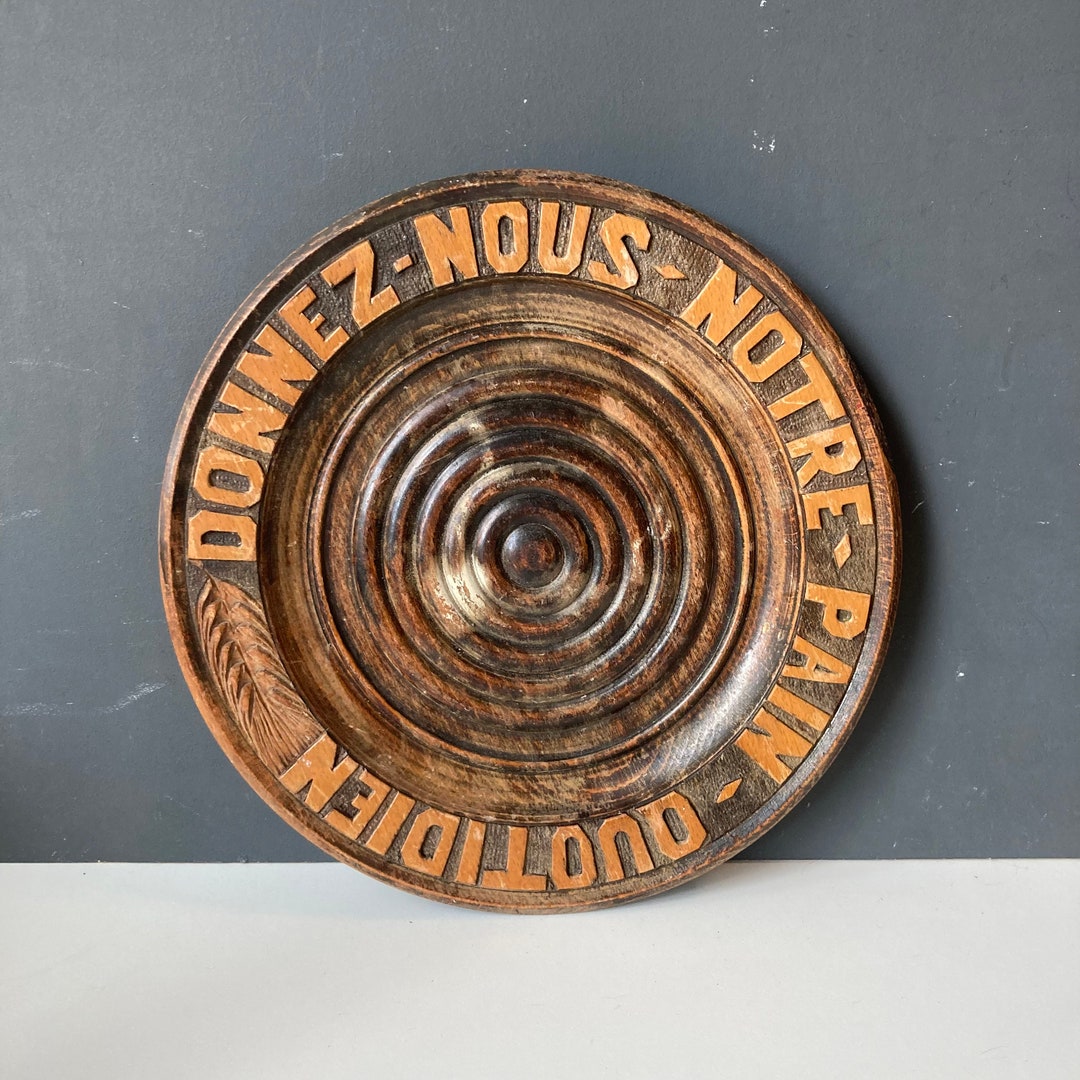 Hand Carved Wooden Plate - Give Us Our Daily Bread Bread Platter ...