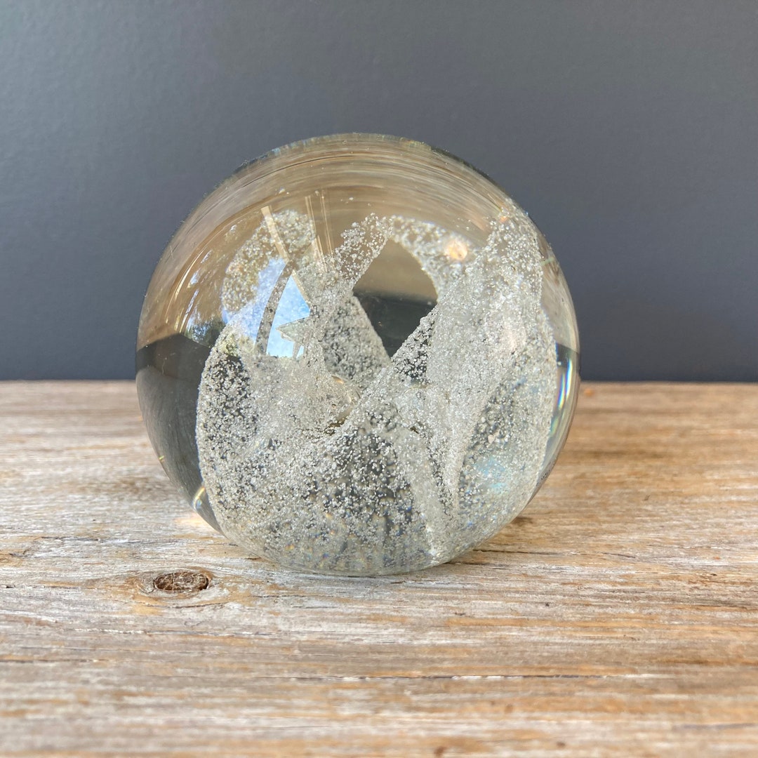 Art Glass Orbs - White Bubble Glass Paperweight- Vintage Glass ...