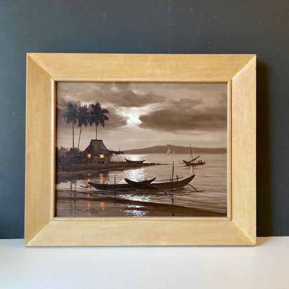 Vintage Ben Alano Outrigger Sunset Tiki Painting | Etsy