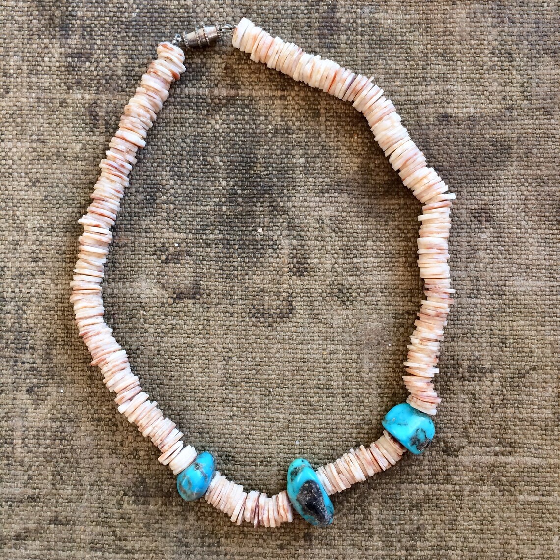 1960s Native American Heishi Necklace with Turquoise and Shell | Etsy