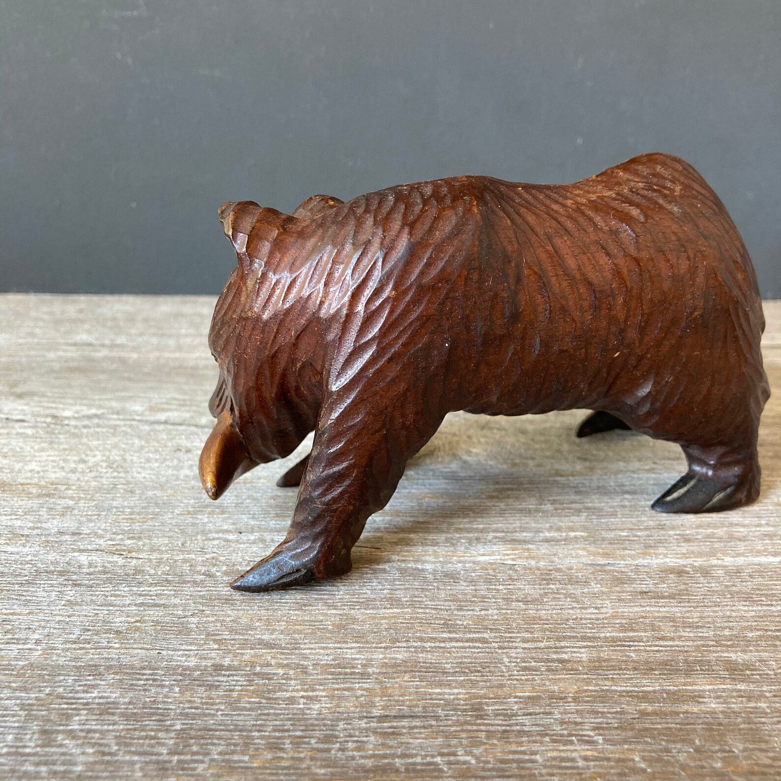Vintage Hand Carved Wooden Bear - Etsy