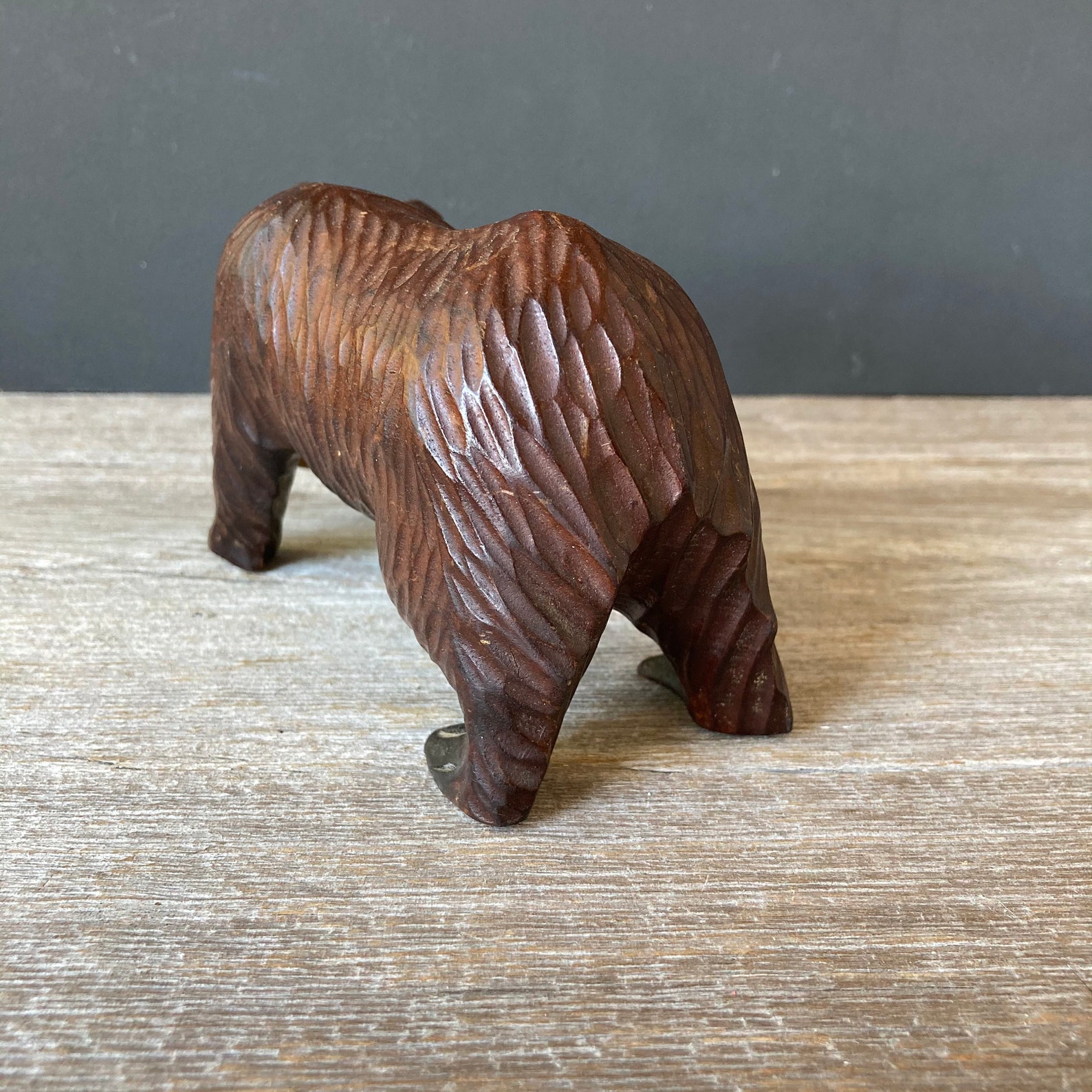 Vintage Hand Carved Wooden Bear - - Etsy