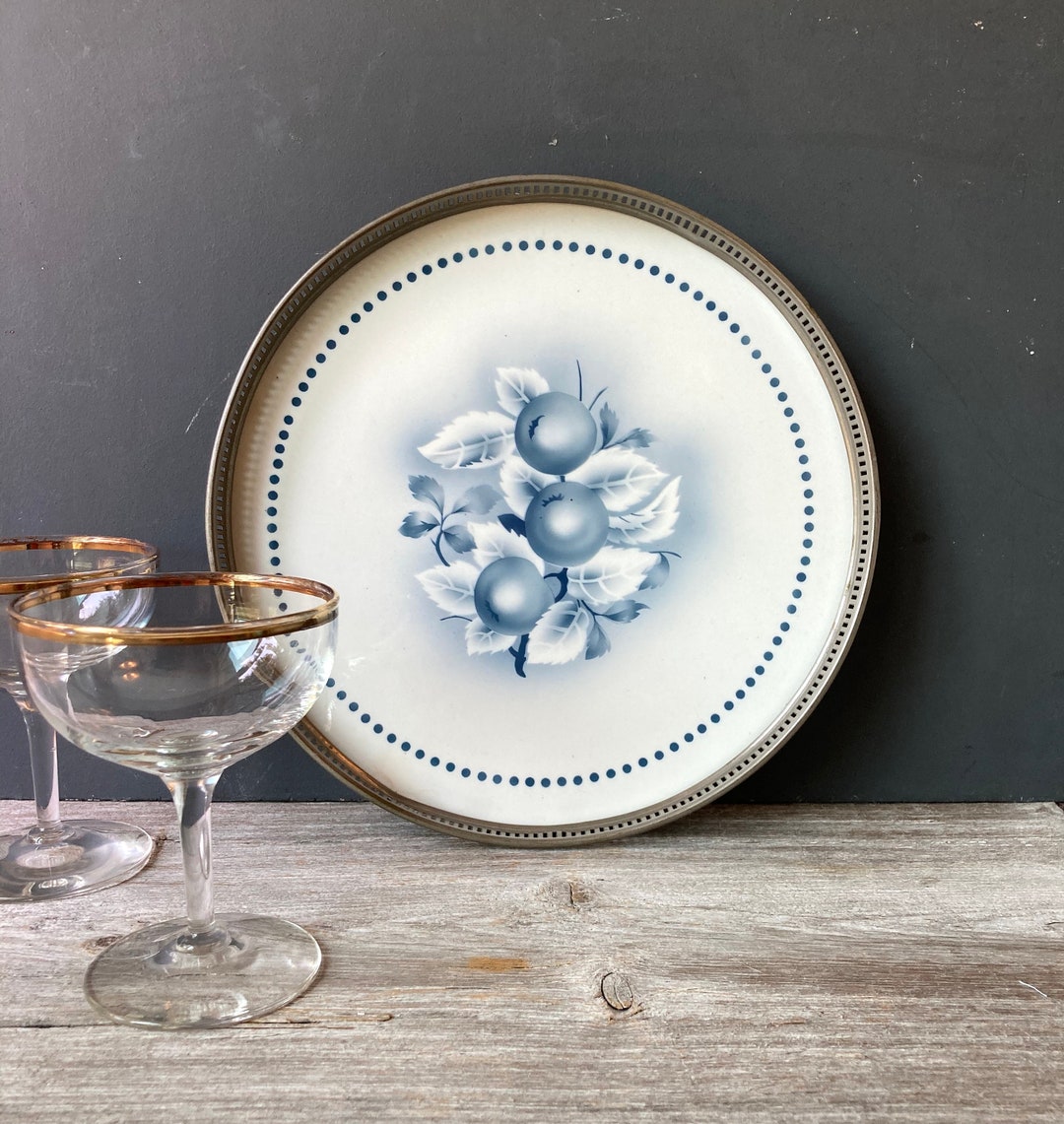 Vintage Delft Tray - Delft Peaches Tray - Etsy
