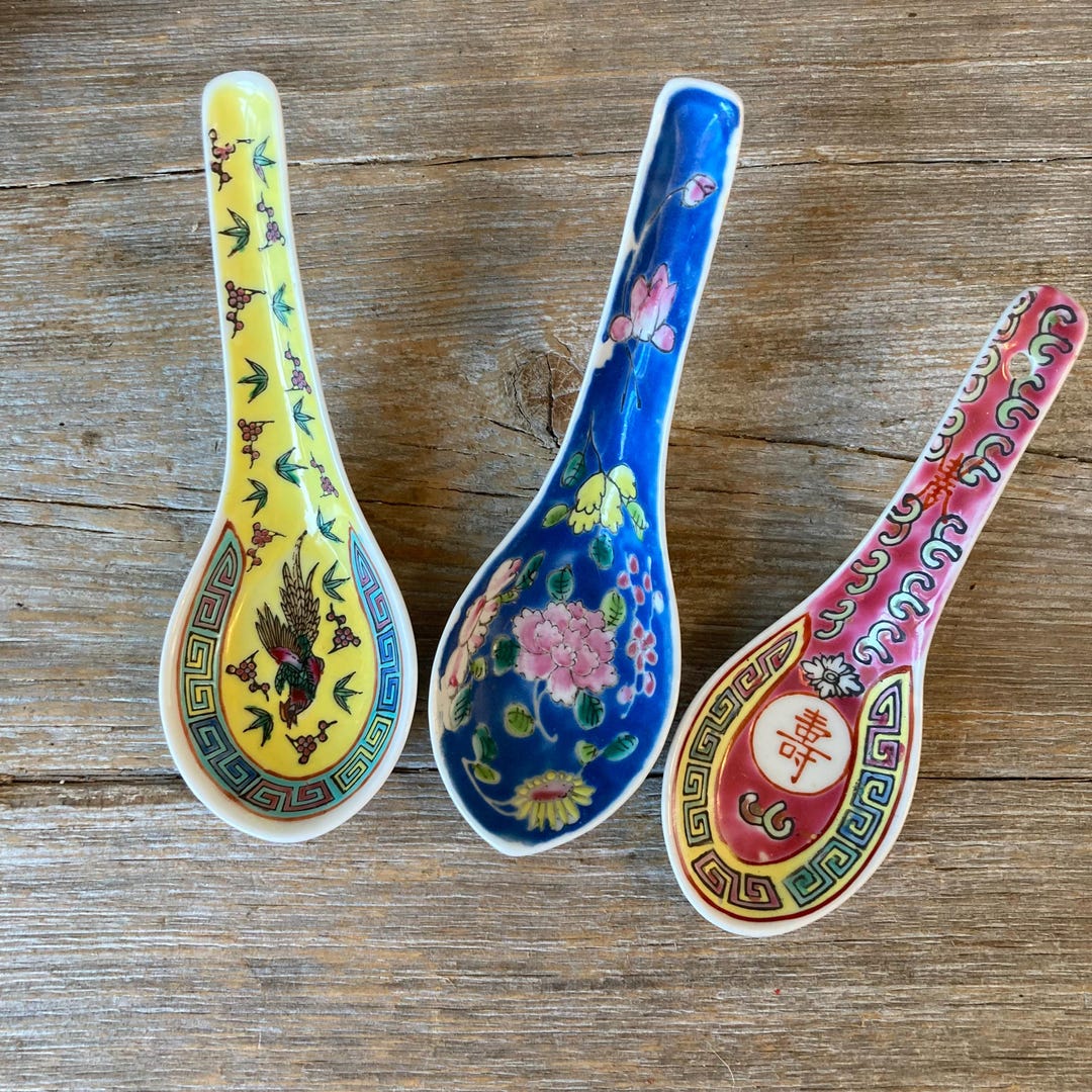 Vintage Porcelain Soup Spoons - Etsy