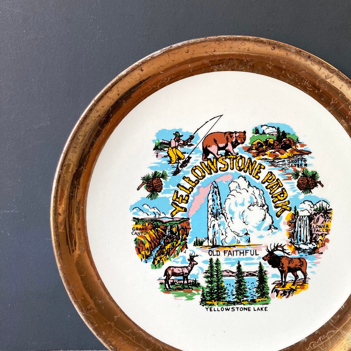 Souvenir Plate From Yellowstone - Etsy