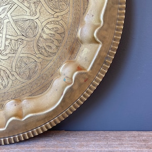 Vintage Large Engraved Brass Tray, Handmade Brass Tray - Large Engraved ...