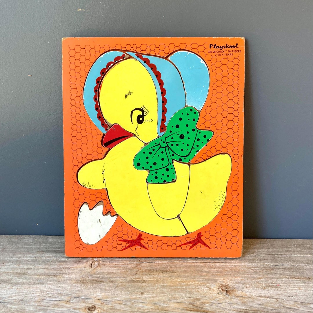 Vintage Playskool Wooden Puzzle - Chick Puzzle - 10 Piece Puzzle - Etsy