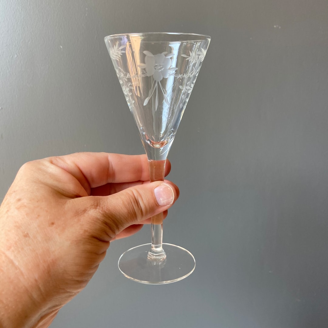 1950s Etched Cordial Glasses - Set of 2 - Footed Cordial Glasses - Etsy