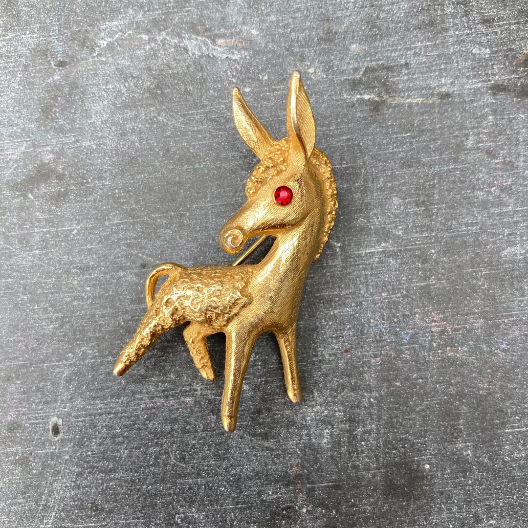 Vintage Rhinestone Donkey Pin - Mid Century - Etsy