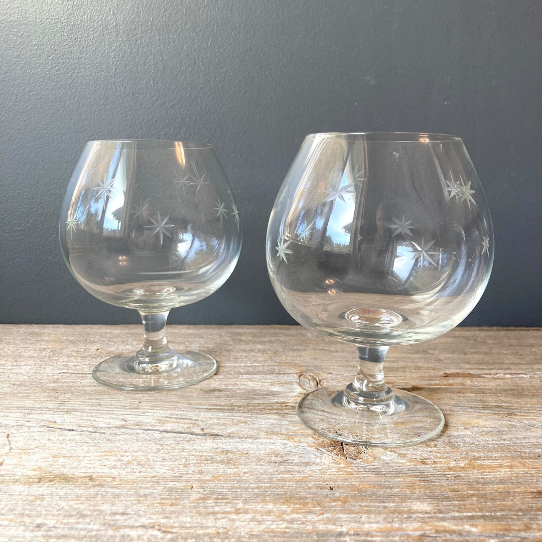 2 Mid Century Modern Starburst Glass Brandy Snifters - Etsy