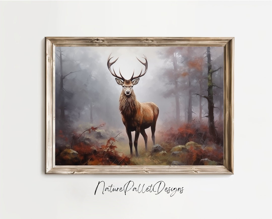 Red Stag Oil Painting Print, Wildlife Art (digital Download) - Etsy