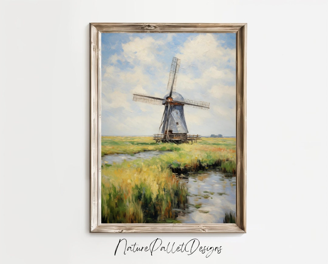 Oilpainting, Dutch Windmill, Printable Artwork, Wall Art, Download Not ...