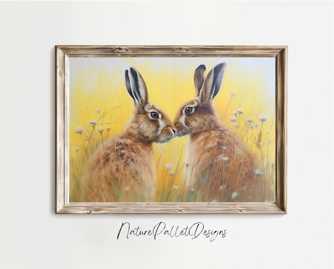 Printable Artwork of Hares, Digital Wall Art, Wildlife, Naturepainting ...
