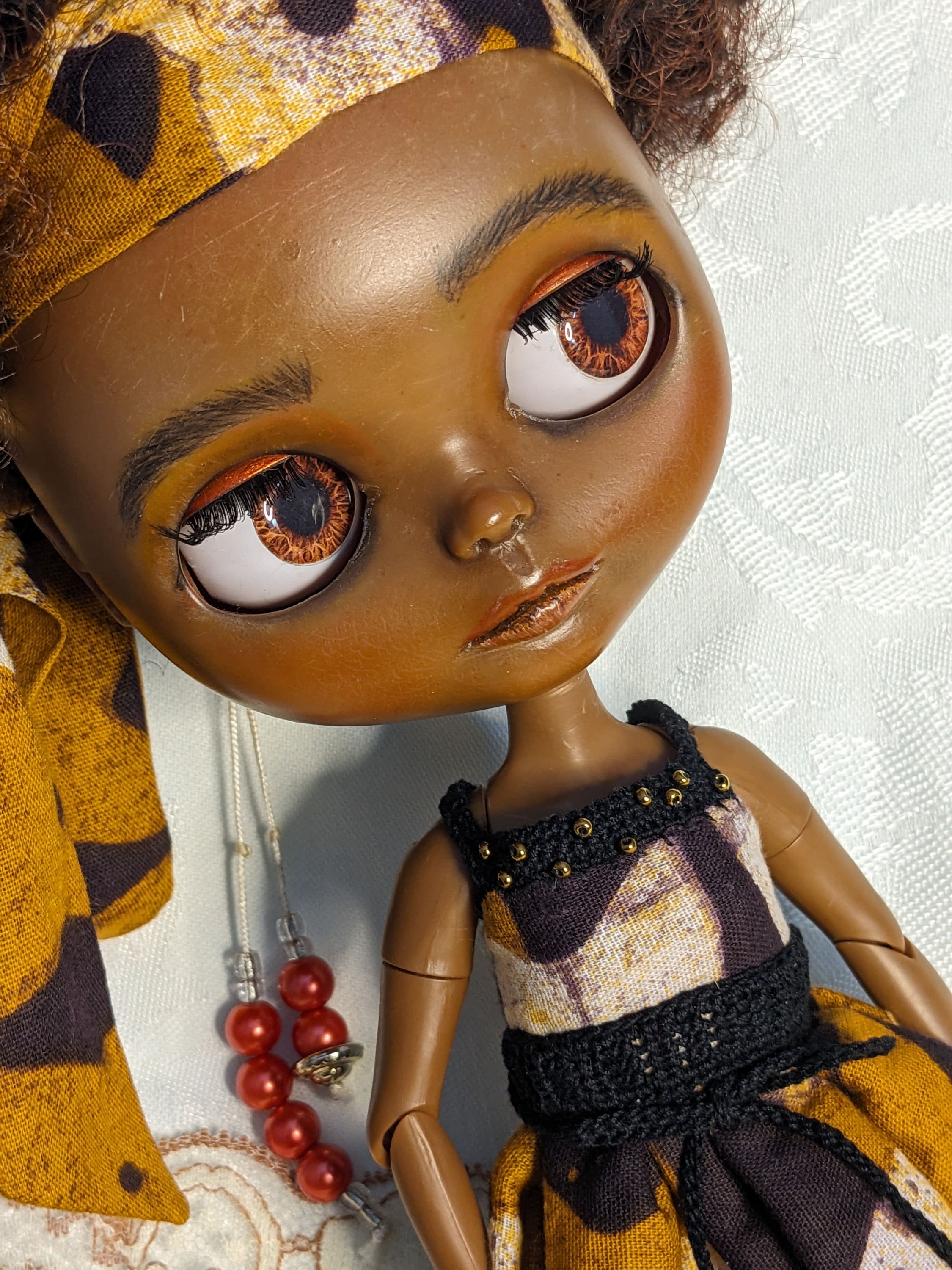 Blythe Doll African Batik Dress Set: Crochet Shawl, Head Wrap - Etsy