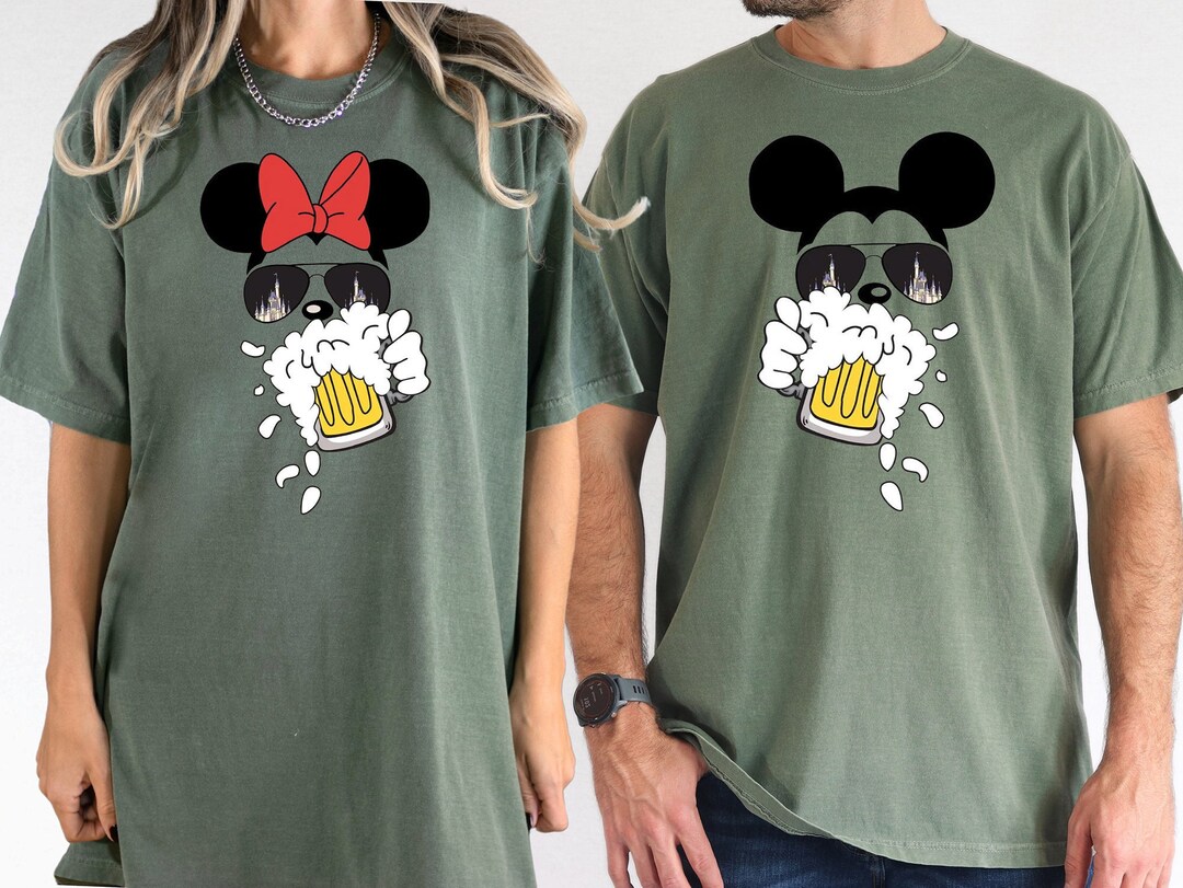 Comfort Colors Mickey and Minnie Drinking Around Shirt, Mickey Minnie ...