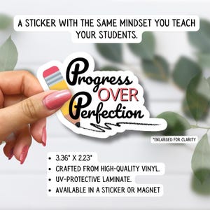 Progress Over Perfection Vinyl Sticker or Magnet | Teacher Laptop ...