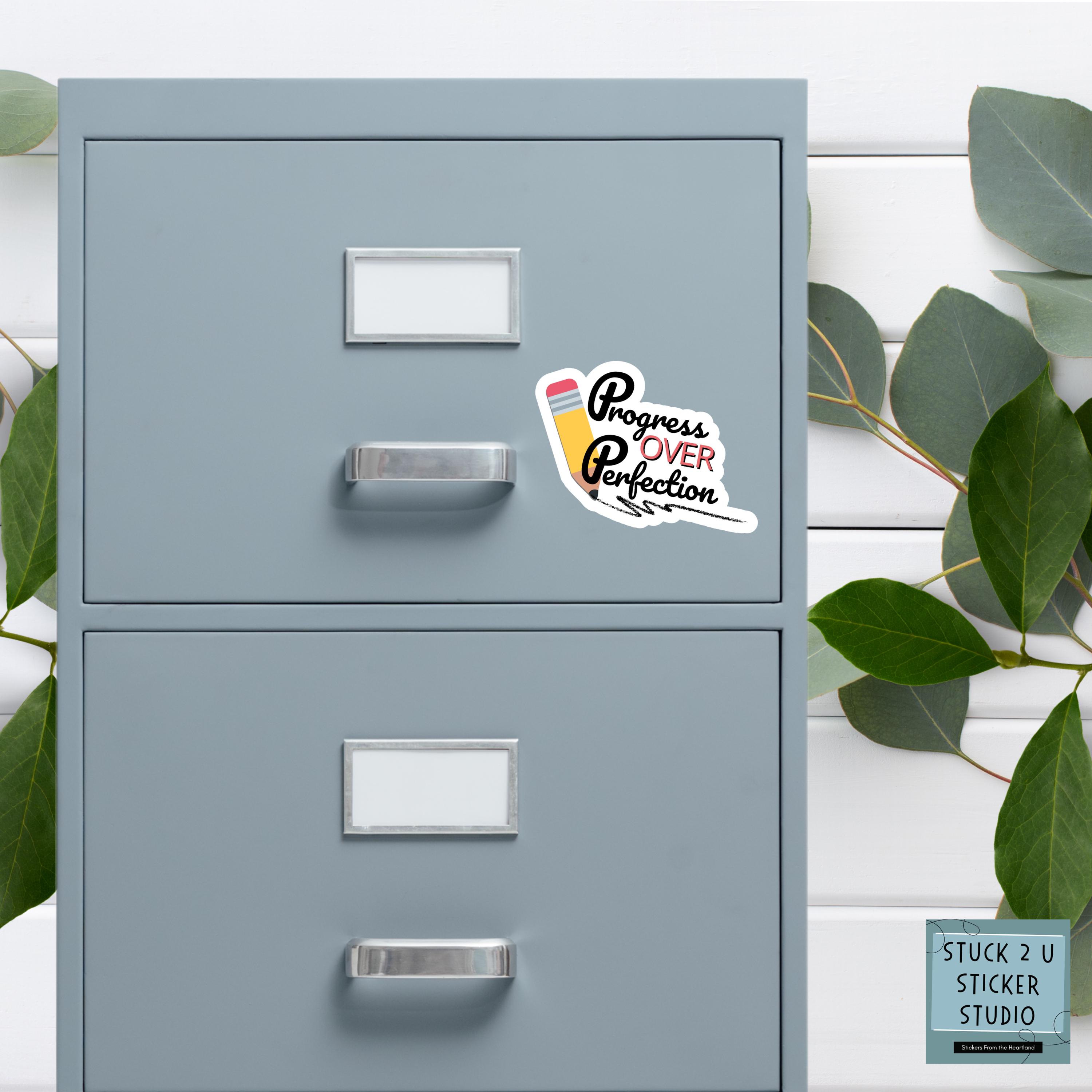 Progress Over Perfection Vinyl Sticker or Magnet | Teacher Laptop ...