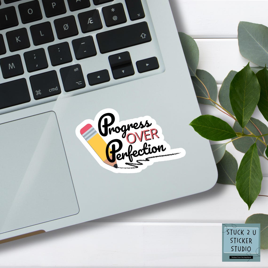 Progress Over Perfection Vinyl Sticker or Magnet | Teacher Laptop ...