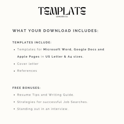 Minimalist Resume Bundle Editable in Microsoft Word & Google Docs ...
