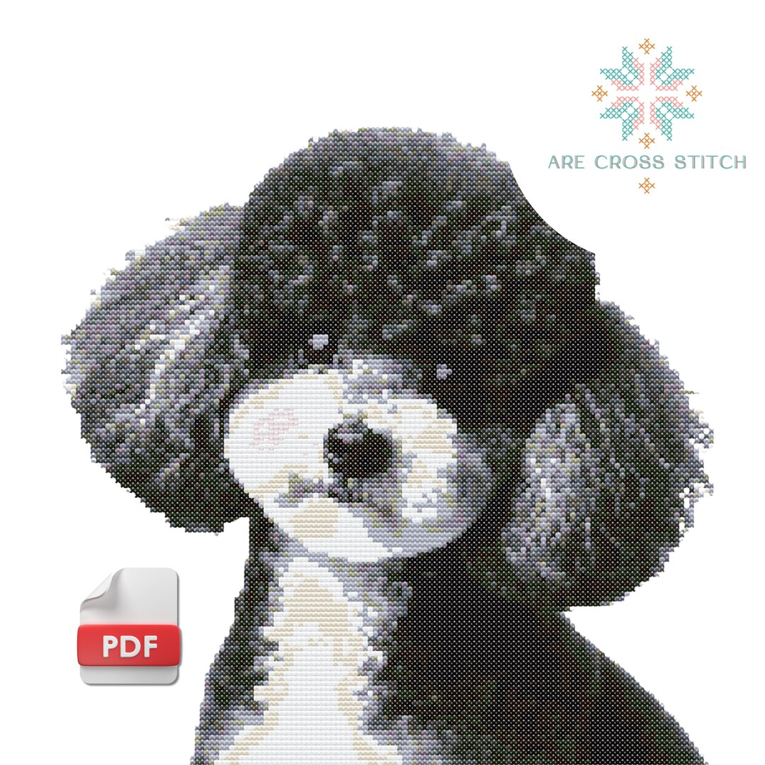 Miniature Poodle Cross Stitch Pattern, Dog X-stitch PDF Download, White ...