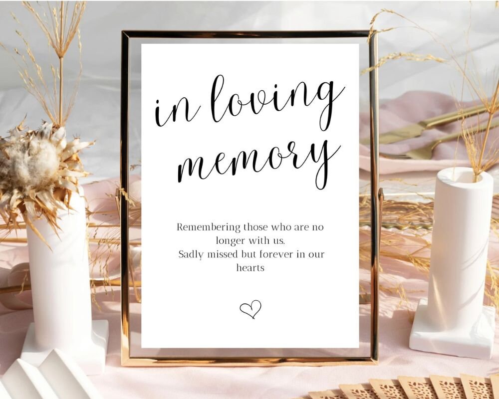 In Loving Memory Sign Wedding Memorial Wedding Sign Template Printable ...