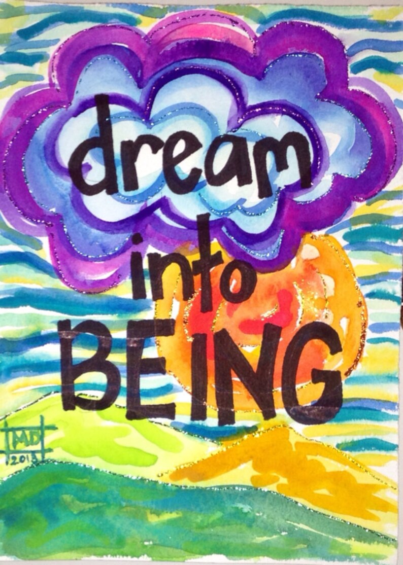 Positive Affirmation Artwork watercolor Dream Into | Etsy